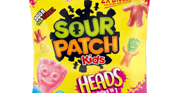Sour Patch Kids Big Heads Peg Bag 141g – Fun & Large Sour Candy in a Case