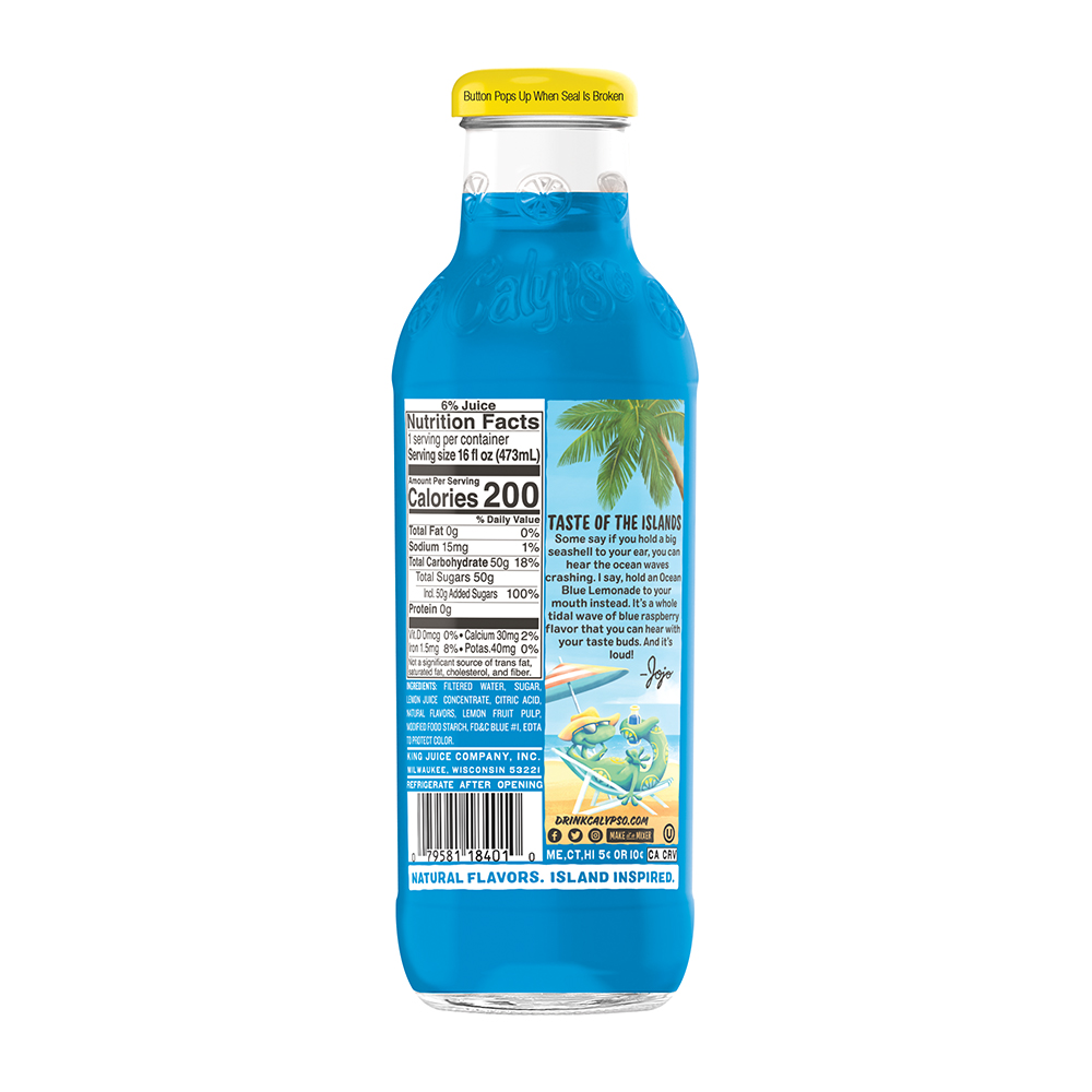 Wholesale Supplier of Calypso Ocean Blue Lemonade 473ml (Pack of 12) in ...