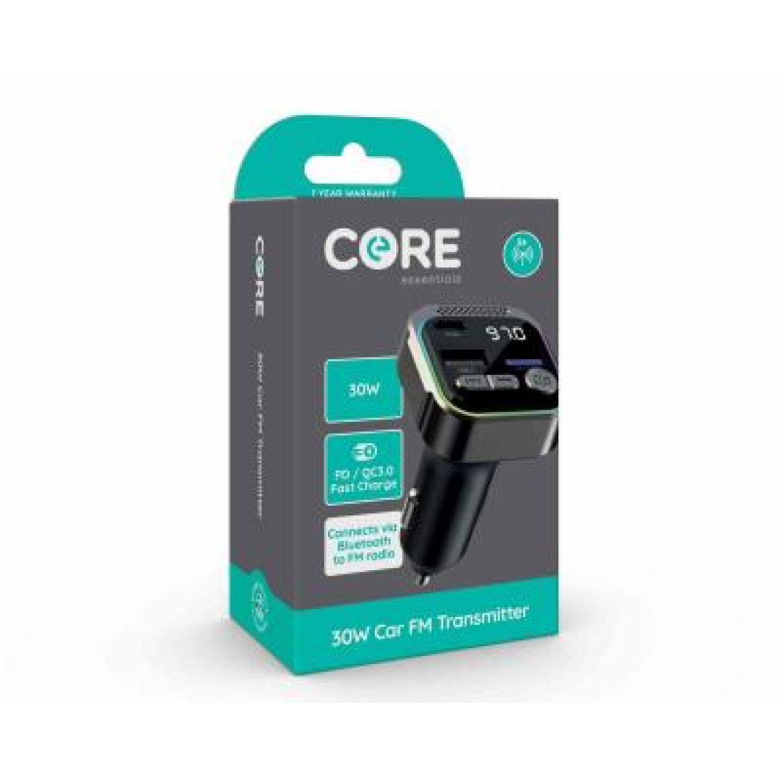 Core Type-C/A 30W FM Car Transmitter | Fast Charge