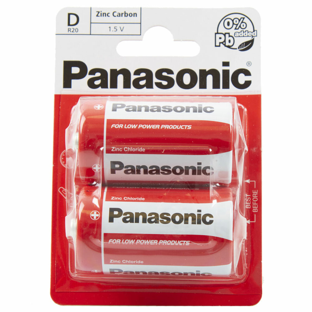 Panasonic Zinc D LR20 Batteries 2 Pack | QTY 24 A&F SUPPLIES LTD