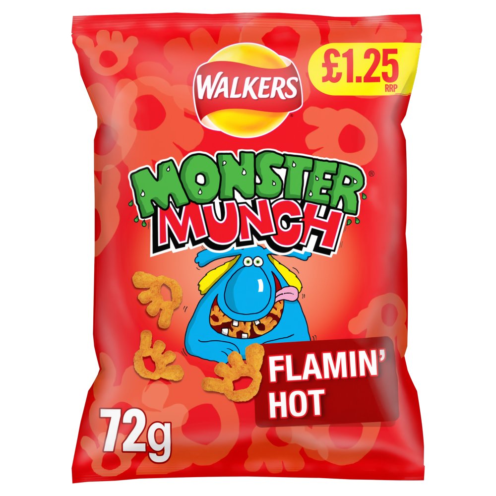 Walkers Monster Munch Flamin' Hot Snacks £1.25 RRP PMP 72g | QTY 15